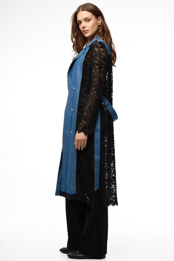Lace Denim Trench Coat Jacket – Saachi Wholesale
