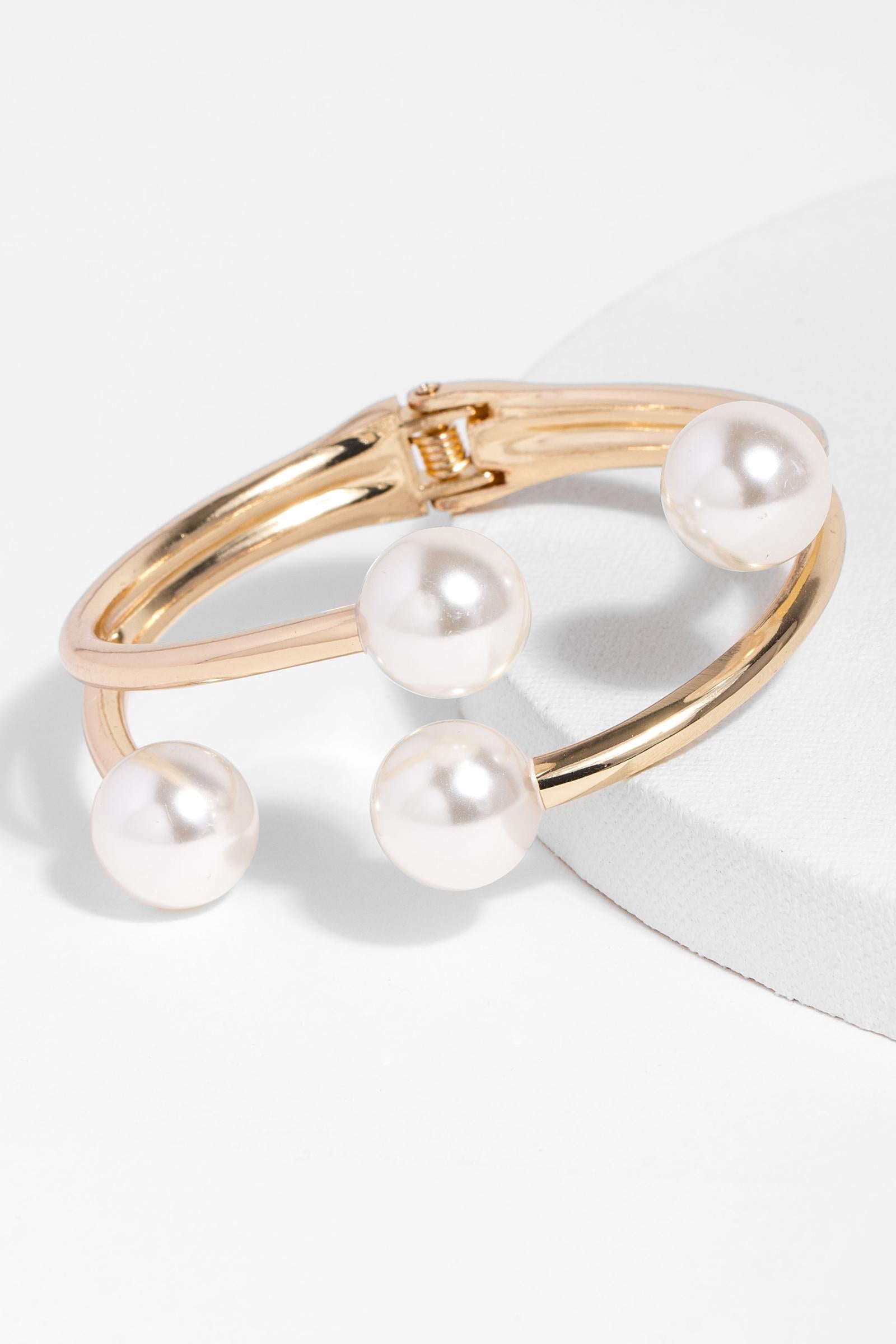 Hinged Pearl Cuff Bracelet – Saachi Wholesale